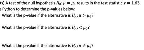 Solved Ts A Test Of The Null Hypothesis Ho U Mo Results Chegg Com