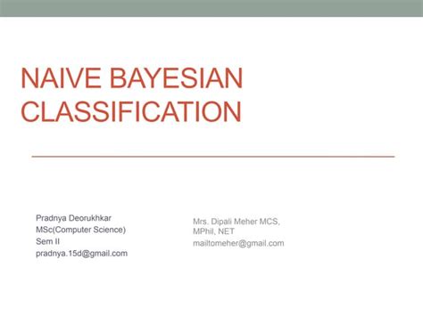Naive Bayesian Classification Pptx