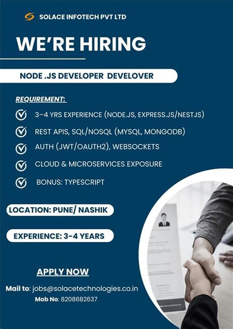 Were Hiring Sr Nodejs Developer At Solace Technologies 🚀 Position