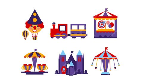 Premium Vector Set Of Different Attractions Rides And Carousels