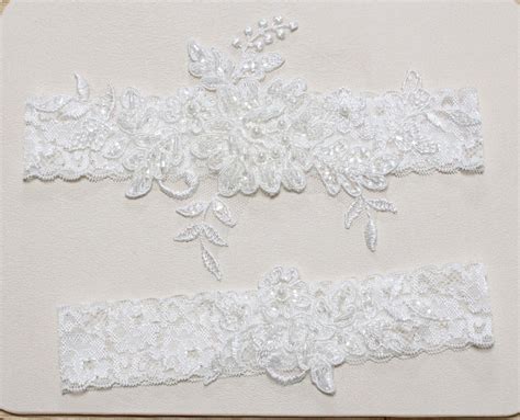 Ivory Lace Garter Set Wedding Garter Set Bridal Garter Belt Blue