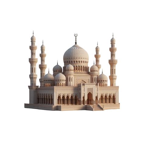 Mosque 3d Model Islamic Architecture Vector Premium Ai Generated Vector