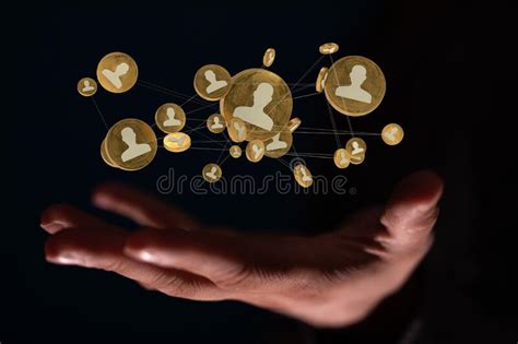 3d Rendering Of An Abstract Human Icons On Hand Network Of Physical