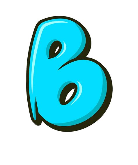 Letter B Graffiti Alphabet B Typography Blue Letter B Bubble Letter B