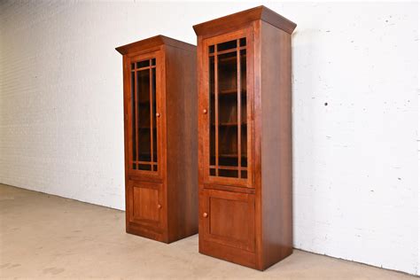 Ethan Allen Shaker Cherry Wood Bookcases Or Media Cabinets Pair Etsy