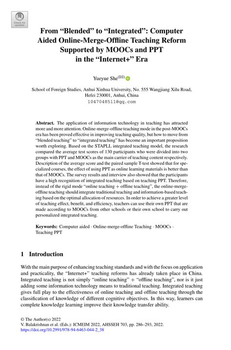 Pdf From Blended To Integrated Computer Aided Online Merge