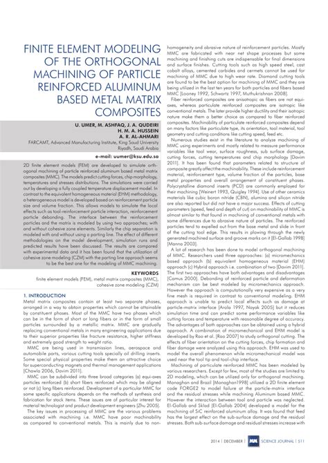 [pdf] Finite Element Modeling Of The Orthogonal Machining Of Particle Reinforced Aluminum Based