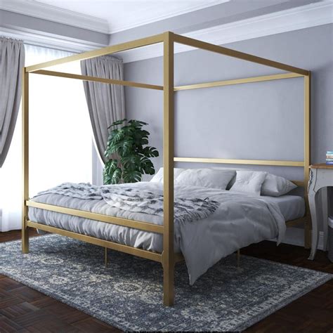 Dhp Modern Canopy Bed Gold Queen Hanaposy