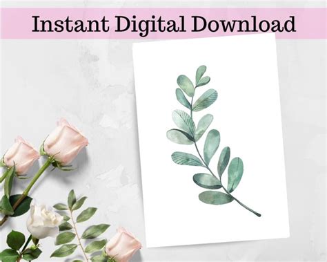 Green Plant Print Botanical Printable Green Wall Art Instant