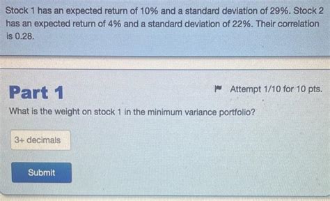 Solved Stock Has An Expected Return Of And A Standard Chegg