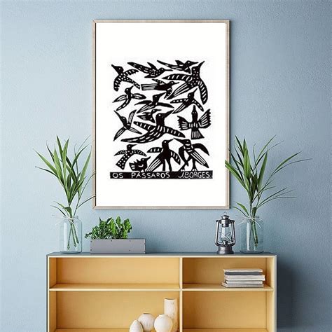 Xilogravura J Borges Os Pássaros Preto M Imaterial Artesanato Brasileiro