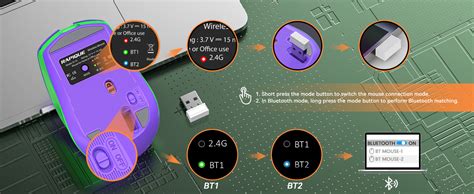 Rapique Bluetooth Wireless Mouse Bt1 Bt2 Usb Receiver