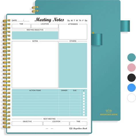 Meeting Notebook For Work With Action Items Project Planner Notebook For Note Taking Office