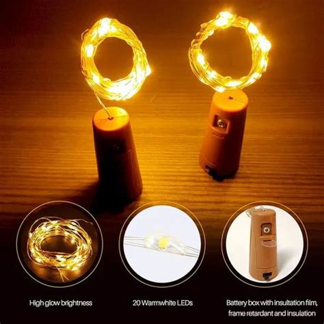 20 Led Wine Bottle Cork Copper Wire String Lightswarm White Pack Of