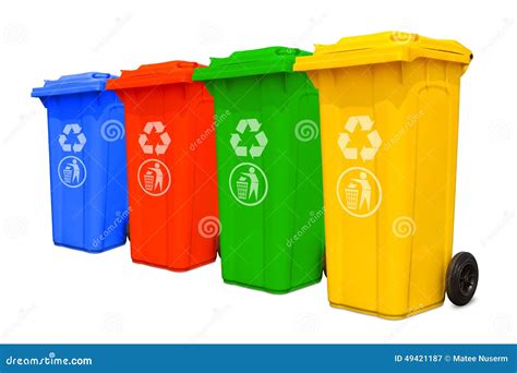 Large Colorful Trash Cans Collection Stock Image Image Of Color