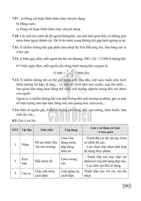 Bài tập Khoa học tự nhiên Sách Cánh Diều Trang