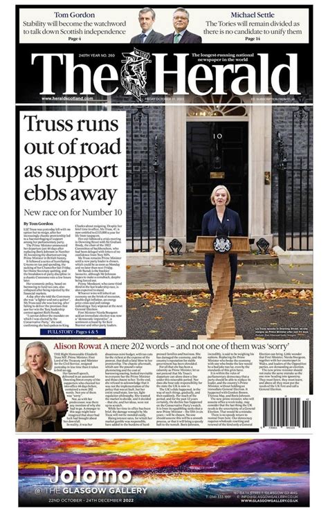 Scotlands Papers Boris Johnson Eyes Return As Liz Truss Quits Bbc News