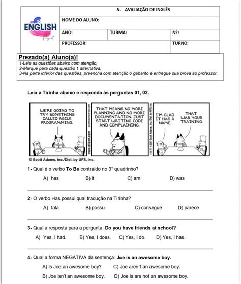 Interpretação De Texto Em Ingles Com Gabarito Ensino Médio
