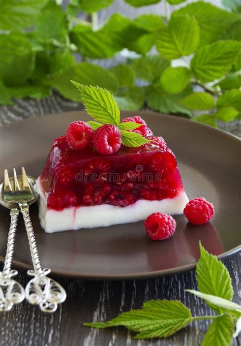Jelly With Cream Stock Image Image Of Raspberries Mousse 42048137