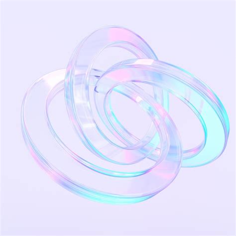 Premium Photo Glass Circle Shapes With Colorful Reflections Composition 3d Rendering Illustration