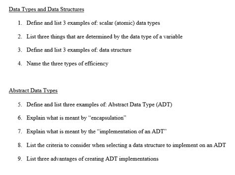 solved data types and data structures 1 define and list 3