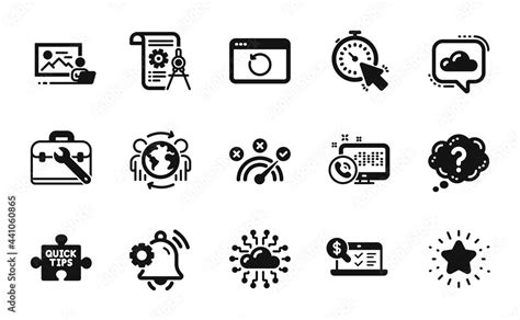 Vector Set Of Cloud Communication Quick Tips And Timer Icons Simple