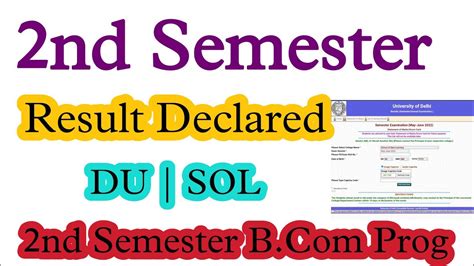 Sol 2nd Semester Result Declared 2022 Sol May June 2022 Result Announced Bcom Prog Result