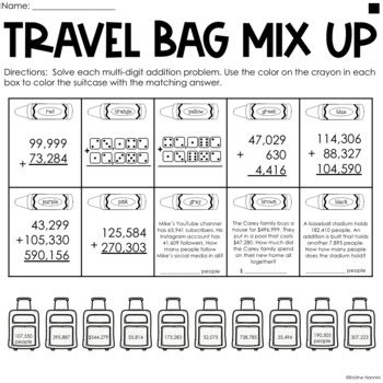 Multi Digit Addition Practice Printable No Prep By Kristine Nannini