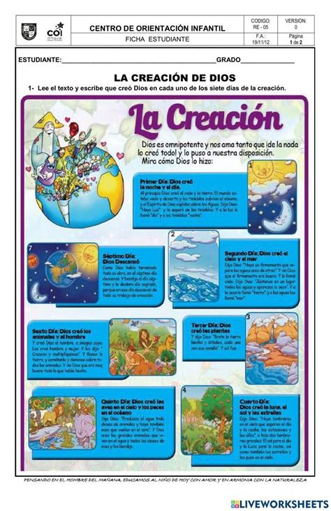 La Creación De Dios Interactive Exercise For Segundo Live 56 Off