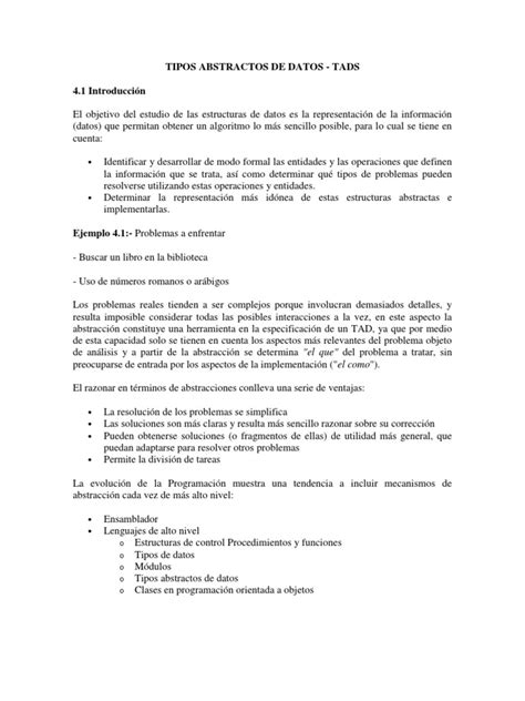 Tipos Abstractos De Datos Pdf Desarrollo De Software Programación De Computadoras