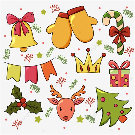 파스텔 색상으로 낙서 투명 크리스마스 스티커 크리스마스 스티커 크리스마스 스티커 디자인 크리스마스 Png 일러스트 및