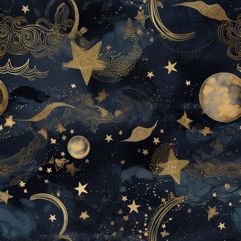 Celestial Design Seamless Pattern Etsy