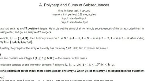 a polycarp and sums of subsequences codeforces solution youtube