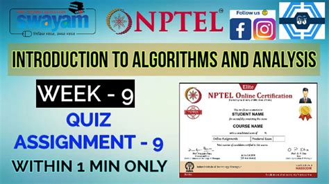 Introduction To Algorithms And Analysis Nptel Week 9 Quiz