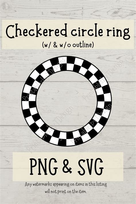 The Checkered Circle Ring Svg And Svt File Is Shown In Black And White