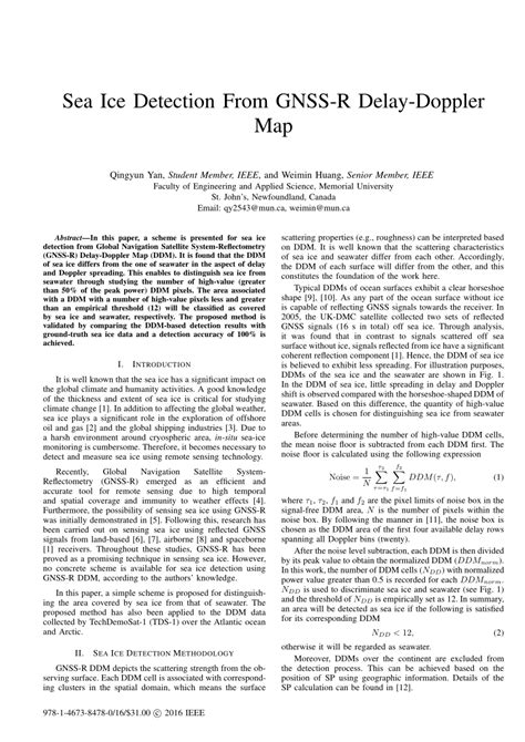 Pdf Sea Ice Detection From Gnss R Delay Doppler Map