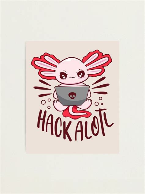 Lámina Fotográfica Funny Kawaii Axolotl Hacker Cute Coder Nerd