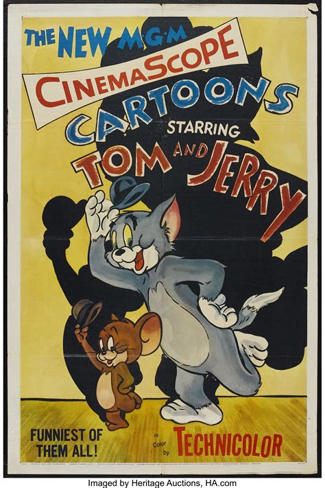 Tom And Jerry Cinemascope Stock Mgm 1955 One Sheet 27 X 41