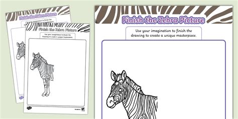 Finish The Zebra Picture Worksheet Teacher Made Twinkl