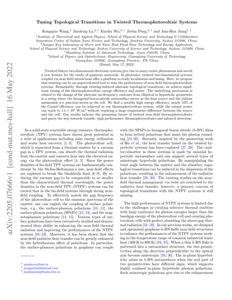 Pdf Tuning Topological Transitions In Twisted Thermophotovoltaic Systems