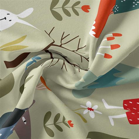 پارچه مخمل سرویس نوزاد مدل حیوانات جنگل کد 5011742 پارچه باما