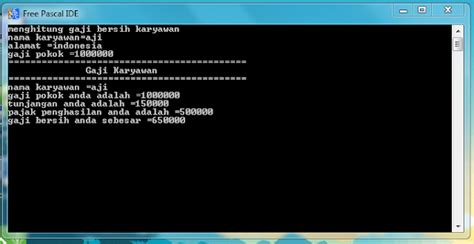 Program Menghitung Gaji Karyawan Menggunakan Free Pascal KOJIOKE