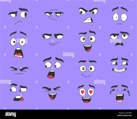 Different Expressions Of Cartoon Face Vector Illustrations Set Cute