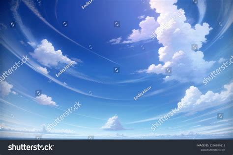 Blue Sky Anime Background Clouds Sun Stock Illustration 2260880111