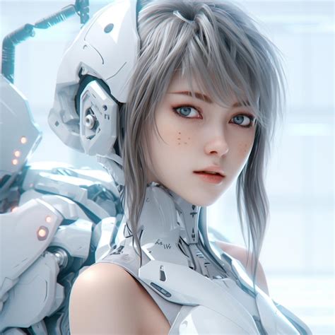 Premium Ai Image 3d Render Of Futuristic Cyber Robot Anime Girl In