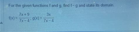 Solved For The Given Functions F ﻿and G ﻿find F G ﻿and