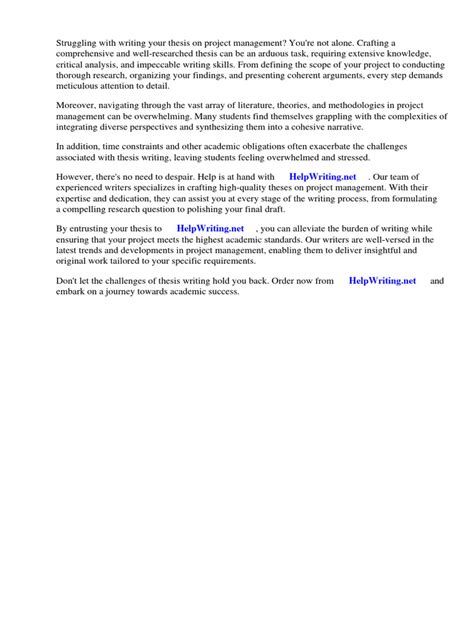 Project Management Thesis Help Pdf