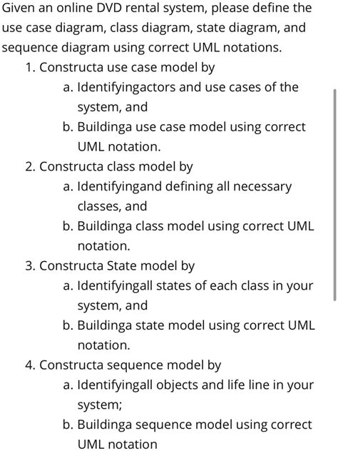 Given An Online DVD Rental System Please Define The Use Case Diagram Class Diagram State