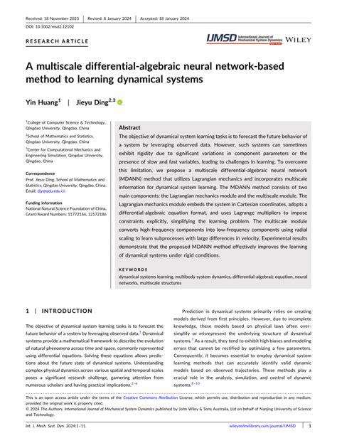 Pdf A Multiscale Differential‐algebraic Neural Network‐based Method