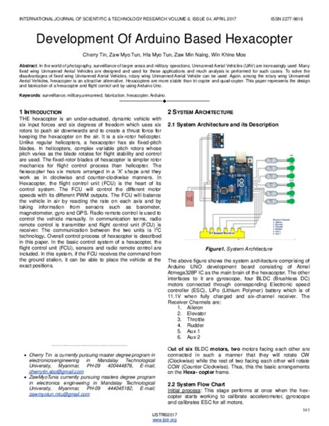 Pdf Development Of Arduino Based Hexacopter